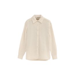 Hemd beige gestreift mit Crinkle-Effekt im Loose Fit mit Rigby Go Logo