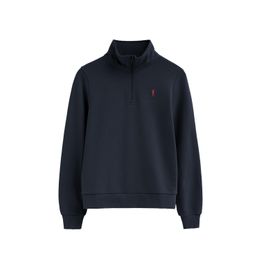 Sweatshirt marineblau mit Zip-Kragen und Rigby Go Logo