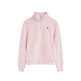 Sweatshirt rosa mit Zip-Kragen und Rigby Go Logo