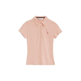 Kurz&auml;rmliges Poloshirt make-up-rosa mit Rigby Go Stickerei im Slim Fit