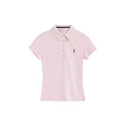 Kurz&auml;rmliges Poloshirt rosa mit Rigby Go Stickerei im Slim Fit