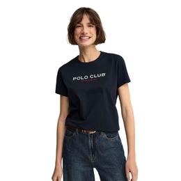 T-Shirt marineblau im Slim Fit mit Established 2012 Polo Club Stickerei