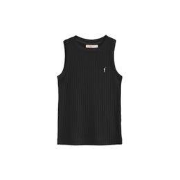 &Auml;rmelloses T-Shirt schwarz aus Rippstoff im Slim Fit mit Rigby Go Stickerei