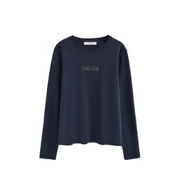 T-Shirt marineblau mit langen &Auml;rmeln und glitzerndem Polo Club-Logo