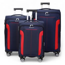 Blaues erweiterbares Weichschalenkoffer-Set mit 8 R&auml;dern, leichtes Handgep&auml;ck