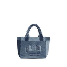 Ganni Blaue Baumwoll-Schultertasche