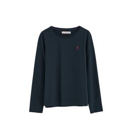 Lang&auml;rmliges T-Shirt marineblau mit Rundhalsausschnitt und Rigby Go Stickerei