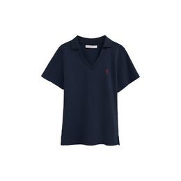 Cotolino-Poloshirt marineblau mit knopflosem Kragen und Rigby Go Stickerei