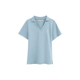 Cotolino-Poloshirt hellblau mit knopflosem Kragen und Rigby Go Stickerei