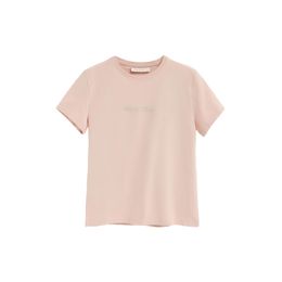 Kurz&auml;rmliges T-Shirt make-up-rosa mit glitzerndem Polo Club Logo und geradem Schnitt