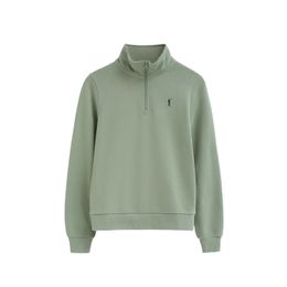 Sweatshirt blassgr&uuml;n mit Zip-Kragen und Rigby Go Logo