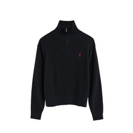 Pullover marineblau mit Zip-Kragen und Rigby Go Stickerei