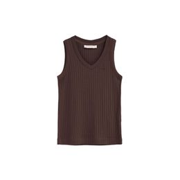 &Auml;rmelloses T-Shirt schokobraun aus Rippstoff mit V-Ausschnitt und Polo Club Logo