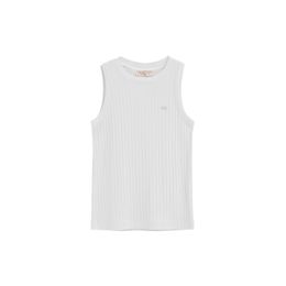 &Auml;rmelloses T-Shirt wei&szlig; aus Rippstoff mit Polo Club Logo
