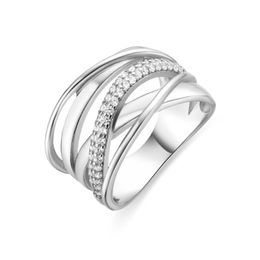 Luxenter Ring aus 925er Sterlingsilber mit funkelndem Zirkonia, rhodiniert &ndash; Abca