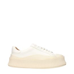 Jil Sander Wei&szlig;e Leder Plateausneaker