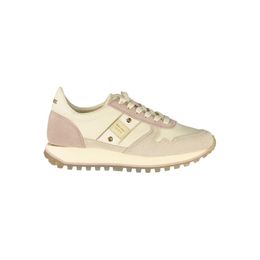 Blauer Beige Leder Damen Sneaker