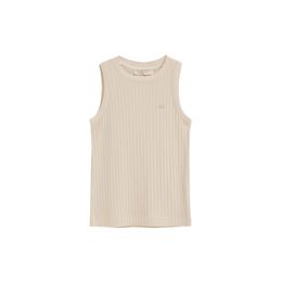 &Auml;rmelloses T-Shirt beige aus Rippstoff mit Polo Club Logo