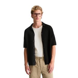 Marc O'Polo Kurzarmhemd MARC O'POLO DENIM "mit Lochstruktur", Herren, Gr. L, Normalgr&ouml;&szlig;en, schwarz, Obermaterial: 100% Baumwolle, unifarben, relaxed fit normal, Hemden
