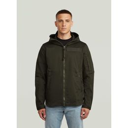 G-Star Raw Langarmshirt G-STAR "Batt Hooded Overshirt", Herren, Gr. M, asfalt, Obermaterial: 97% Baumwolle, 3% Elasthan, Shirts Langarmshirt