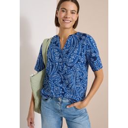 Kurzarmbluse Cecil, Damen, Gr. XXL (46), universal blau, Stoff, 100% Viskose, Paisley, normal normal, Rundhals, normaler Saum, Blusen, aus softer Viskose