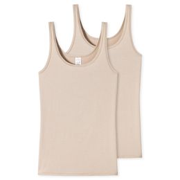Unterhemd Schiesser "Modal Essentials", Damen, Gr. 36, N-Gr, beige (410, sand), Single Jersey, Obermaterial: 80% Modal, 10% Elasthan, 10% Polyester, figurbetont, Rundhals, Unterhemden Unterhemd, Single Jersey, weich, elastisch