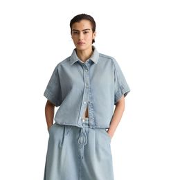 Marc O'Polo Jeansbluse MARC O'POLO DENIM "aus reiner Baumwolle", Damen, Gr. L, light blau, Obermaterial: 100% Baumwolle, unifarben, regular fit bauchfrei, normaler Saum, Blusen Jeansbluse