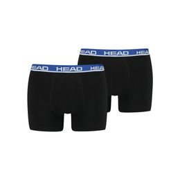 Boxer Head "Head BASIC BOXER 2P", Herren, Gr. M, blau (blau, schwarz), Obermaterial: 95% Baumwolle, 5% Elasthan, unifarben mit Farbeinsatz, k&ouml;rpernah, Unterhosen, mit elastischem Logobund