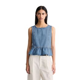 Marc O'Polo Blusentop MARC O'POLO DENIM "aus reinem Organic Cotton", Damen, Gr. L, medium blau, Obermaterial: 100% Baumwolle, unifarben, relaxed fit bauchfrei, R&uuml;ckenausschnitt, normaler Saum, Blusen Blusentop