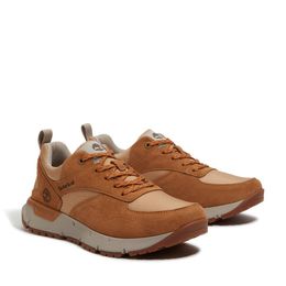 Sneaker Timberland "Voyager Park LOW LACE UP SNEAKER", Herren, Gr. 41,5, braun (wheat mesh), Leder, Textil, Schuhe Sneaker