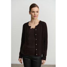 Strickjacke rosemunde "Laica cardigan mit Wolle und Kaschmir", Damen, Gr. XL, dunkelbraun, Strick, Obermaterial: 70% Wolle, 30% Kaschmir, unifarben, regular fit h&uuml;ftlang, Rundhals, Raglan&auml;rmel Rippstrickb&uuml;ndchen, Strickjacken Strickjacke, mit Rundhalsausschnitt, Woll-Kaschmir-Mix