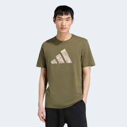 T-Shirt adidas Sportswear "M CAMO LOGO T", Herren, Gr. L, olive strata, Obermaterial: 100% Baumwolle, normal, Rundhals, Shirts T-Shirt