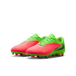 Fu&szlig;ballschuh Nike "JR PHANTOM 6 LOW CLUB FG/MG EH", M&auml;dchen, Gr. 38, hot punch, schwarz, gr&uuml;n strike, Synthetik, Schuhe Fu&szlig;ballschuh, Erling Haarland, Au&szlig;ensohle f&uuml;r Rasenpl&auml;tze, f&uuml;r Kinder & Jugendliche