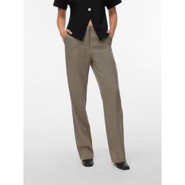 V&eacute;ro Moda Anzughose VERO MODA "VMZAMIRA BESTIE MW STRAIGHT PANT NOOS", Damen, Gr. S (36), L&auml;nge 32, moon rock aop:melange, Web, Obermaterial: 94% Polyester, 4% Viskose, 2% Elasthan, bedruckt, meliert, normal, Hosen Anzughose