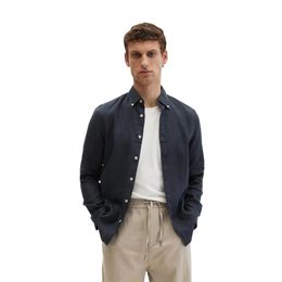 Marc O'Polo Langarmhemd MARC O'POLO "aus reinem Leinen", Herren, Gr. L, Normalgr&ouml;&szlig;en, schwarz navy, Obermaterial: 100% Leinen, unifarben, figurbetont normal, Doppelmanschette, Hemden