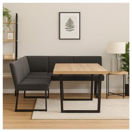 HTI-Living Eckbank 192 x 152 cm Schwarz Vemal kurzer Schenkel rechts
