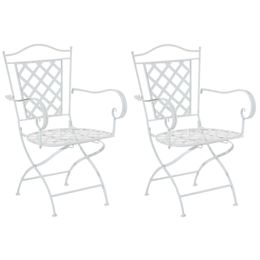 CLP 2er Set Eisenst&uuml;hle Adara im Jugendstil I Outdoor-St&uuml;hle mit Armlehnen I Handgefertigte Gartenst&uuml;hle aus Eisen