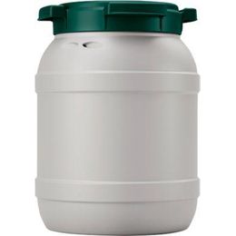Weithalsfass, Volumen 6 l, mit Deckel, mit UN-Zertifizierung, wasserdicht, stapelbar, recycelbar, L 198 x B 198 x H 265 mm, R-HDPE, grau-gr&uuml;n