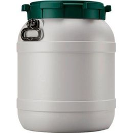 Weithalsfass, Volumen 55 l, mit Deckel/Griff, mit UN-Zertifizierung, wasserdicht, stapelbar, recycelbar, L 410 x B 410 x H 520 mm, R-HDPE, grau-gr&uuml;n