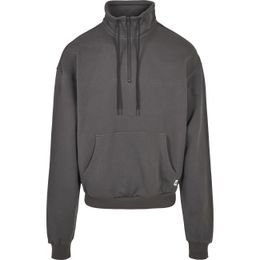 Funktions-Kapuzensweatjacke Urban Classics "Urban Classics Herren Organic Drawstring Troyer", Herren, Gr. S, schwarzshadow, 100% Baumwolle (Bio), unifarben, Sweatjacken
