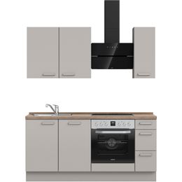K&uuml;chenzeile Nobilia "Touch II", NEU: individuell anpassbar mit gratis Profi-Beratung", grau (k&uuml;che: grau, korpus: steingrau, arbeitsplatte: eiche havanna nachbildung), B:180,3cm H:216,6cm T:60cm, Komplettk&uuml;chen-Sets, K&uuml;chenzeile, vormontiert, Breite 180 cm, Ausrichtung w&auml;hlbar, wahlw. mit E-Ger&auml;ten