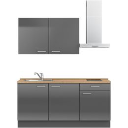 K&uuml;chenzeile Nobilia "Flash I", NEU: individuell anpassbar mit gratis Profi-Beratung", grau (k&uuml;che: grau, korpus: schiefergrau, arbeitsplatte: eiche sierra nachbildung), B:180,3cm H:216,6cm T:60cm, Komplettk&uuml;chen-Sets, K&uuml;chenzeile, vormontiert, Breite 180 cm, Ausrichtung w&auml;hlbar, wahlw. mit E-Ger&auml;ten