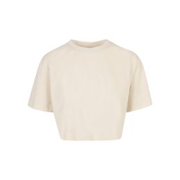 Bigshirt Urban Classics "Urban Classics Damen Ladies Short Oversized Tee", Damen, Gr. L, sandwei&szlig;, 100% Baumwolle, unifarben, oversize, Rundhals, Shirts