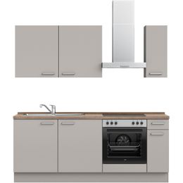 K&uuml;chenzeile Nobilia "Touch I", NEU: individuell anpassbar mit gratis Profi-Beratung", grau (k&uuml;che: grau, korpus: steingrau, arbeitsplatte: eiche havanna nachbildung), B:210,3cm H:216,6cm T:60cm, Komplettk&uuml;chen-Sets, K&uuml;chenzeile, vormontiert, Breite 210 cm, Ausrichtung w&auml;hlbar, wahlw. mit E-Ger&auml;ten