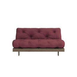 Daybett Karup Design "Roots Sofa Bed, Schlafsofa,, Bettfunktion, FSC-Massivholz", rot (bordeaux), B:160cm H:85cm, Bezug: 80% Baumwolle, 20% Polyester, Daybetten, Inkl. Futonmatratze, Made in Europe, langlebig, B: 140 oder 160 cm