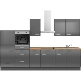 K&uuml;chenzeile Nobilia "Flash I", NEU: individuell anpassbar mit gratis Profi-Beratung", grau (k&uuml;che: grau, korpus: schiefergrau, arbeitsplatte: eiche sierra nachbildung), B:330,3cm H:216,6cm T:60cm, Komplettk&uuml;chen-Sets, K&uuml;chenzeile, vormontiert, Breite 330 cm, Ausrichtung w&auml;hlbar, wahlw. mit E-Ger&auml;ten