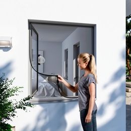 Insektenschutz-Fensterrahmen Windhager "mit selbstklebenden Magnetstreifen, Kunfstoffrahmen mit Magnetprofilen", grau (rahmen: anthrazit gewebe: anthrazit), B:100cm H:120cm, Insektenschutzgitter, Fliegengitter, Magnet-Insektenschutz, ohne bohren, 100 x 120 cm, wei&szlig;