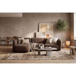 Ecksofa Home Affaire "OSTRUP Rundsofa, L-Form, Naturt&ouml;ne, Boucle oder Chenille", braun, B:280cm H:73cm T:152cm, 100% Polyester, Sofas, Ecksofa, Breite 280 cm, organische Form mit sanften Rundungen