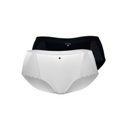 Sassa Mode Panty SASSA "Lovely Secret", Damen, Gr. 38, schwarz-wei&szlig; (wei&szlig;, schwarz), Microfaser, Obermaterial: 92% Polyamid, 8% Elasthan, unifarben, k&ouml;rpernah, Unterhosen Panty, hochwertiger Spitze mit edlem Matt-Glanz-Effekt, feminin