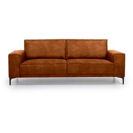 3-Sitzer OTTO HOME "OLAND, B: 224 cm - Skandi-Design", braun (cognac), B:224cm H:85cm T:83cm, 100% Polyester, Sofas, Struktur, Flachgewebe, Luxus-Microfaser, Boucle